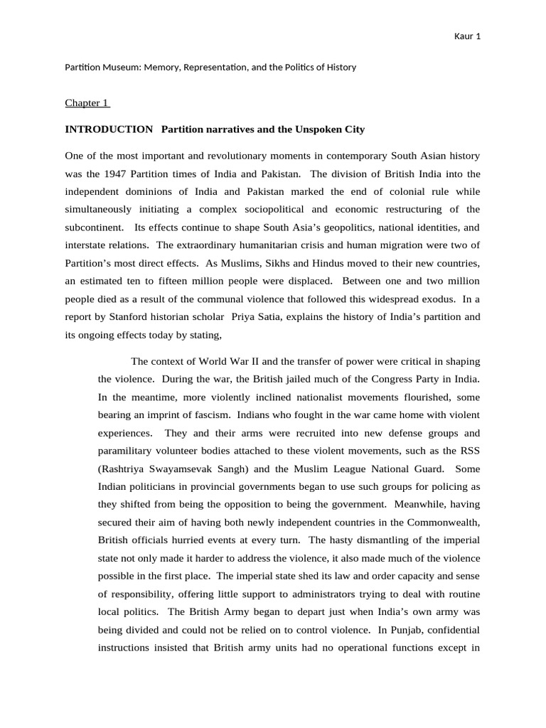 Partition Museum: Amritsar's Untold Stories | PDF | Partition Of India ...