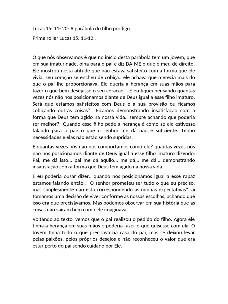 O Filho Prodigo | PDF | Deus