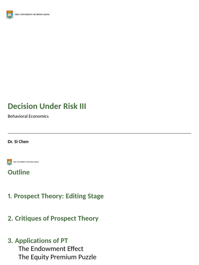 Unit 2 Decision Under Risk III - Handout | PDF | Economics | Economies
