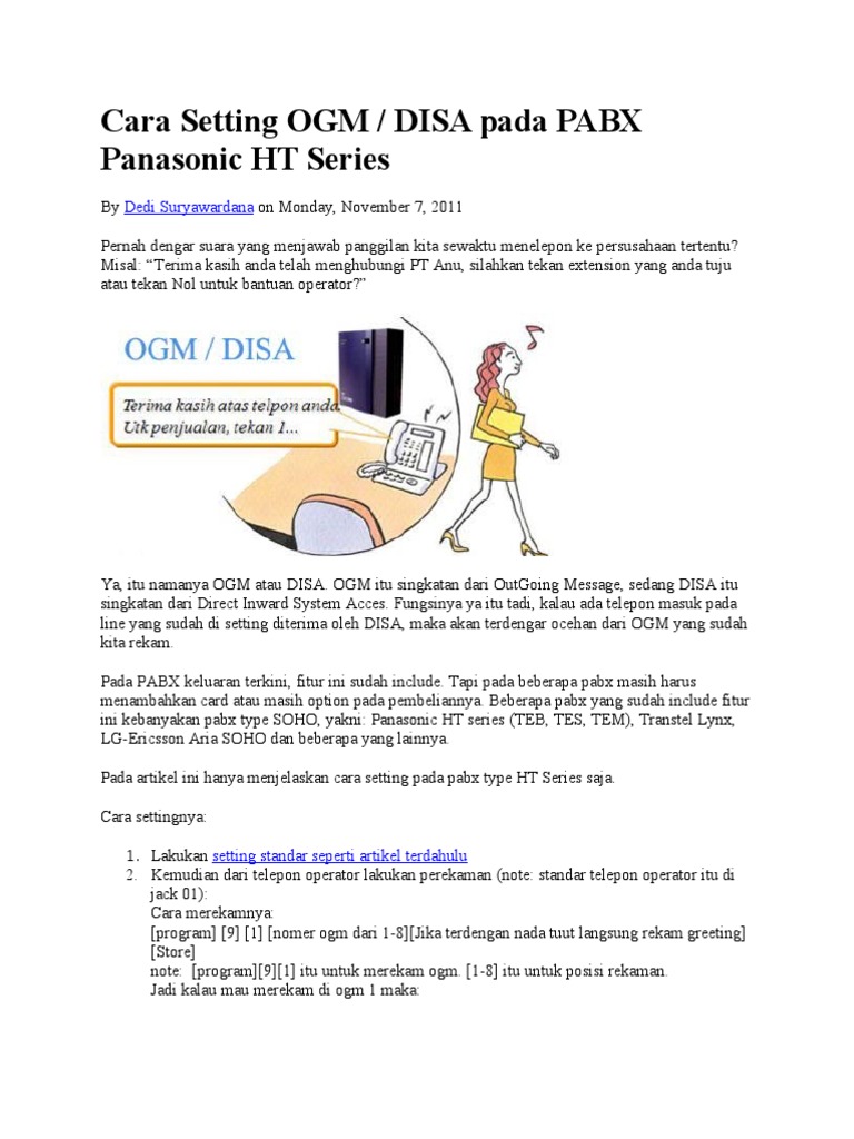 Cara Setting OGM DISA Pada PABX | PDF