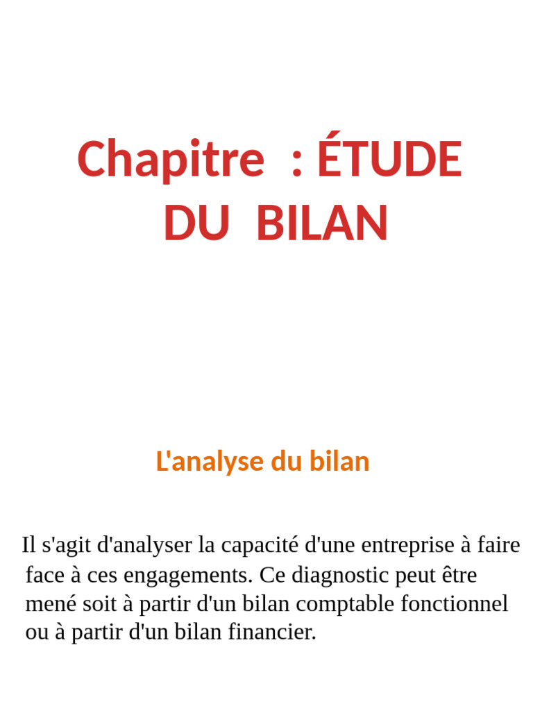Analyse du Bilan et Fond de Roulement | PDF | Bilan comptable | Fonds ...