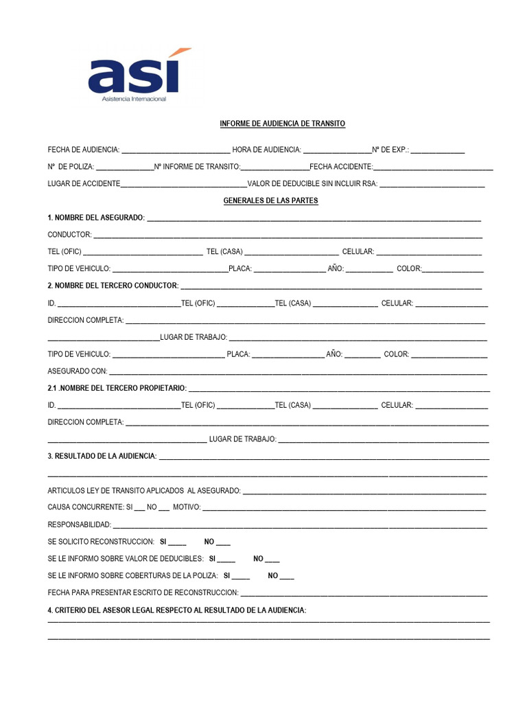 Formato Reporte Audiencias de Transito Asi 202 - 250420 - 220929 | PDF