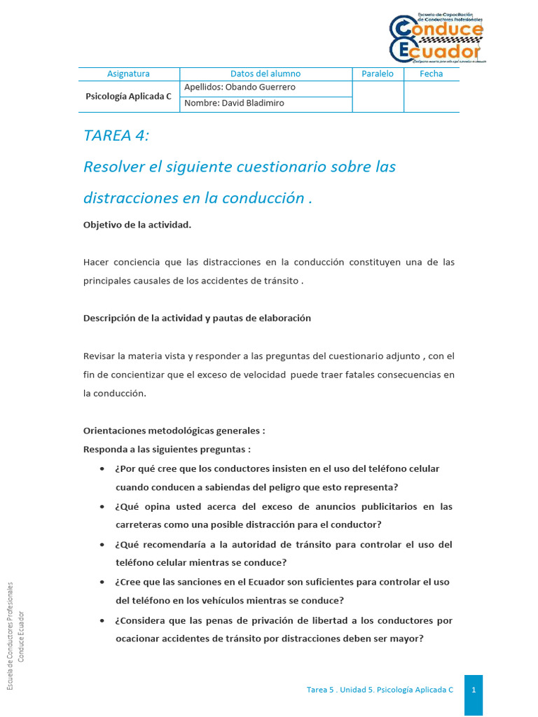 Psicología Aplicada C-U4 | PDF | Teléfonos móviles | Accidente de tráfico