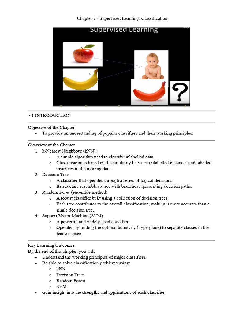 Chapter 7 Supervised Learning Classification | PDF | Statistical Classification | Support Vector ...