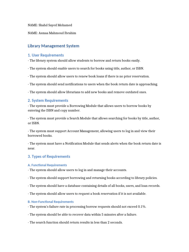 Library Management System Requirements en | PDF