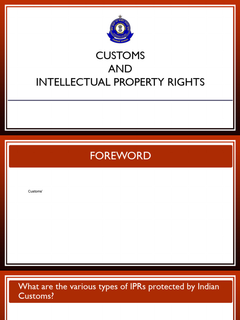 Customs AND Intellectual Property Rights | PDF | Intellectual Property ...