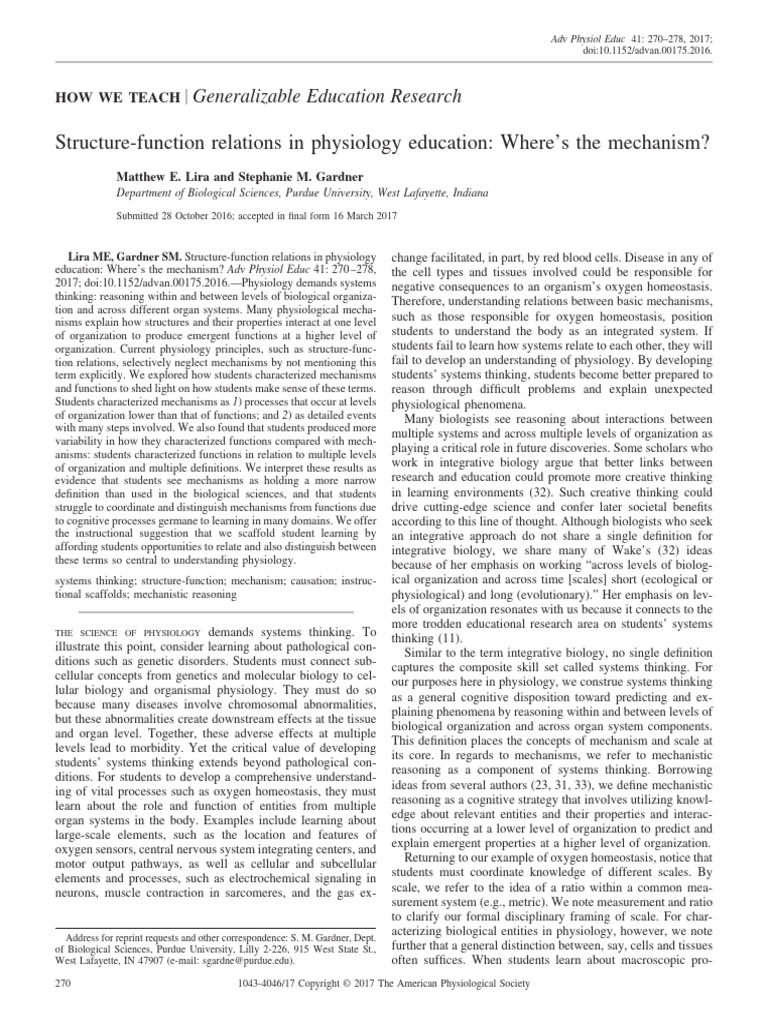 Lira Gardner (2017) - Structure Function Relations in Physiology ...