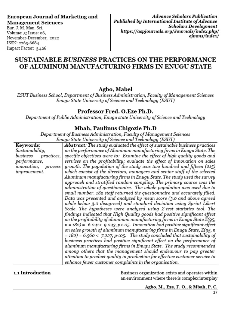 Sustainable Business Practices | PDF | Survey Methodology | Statistics