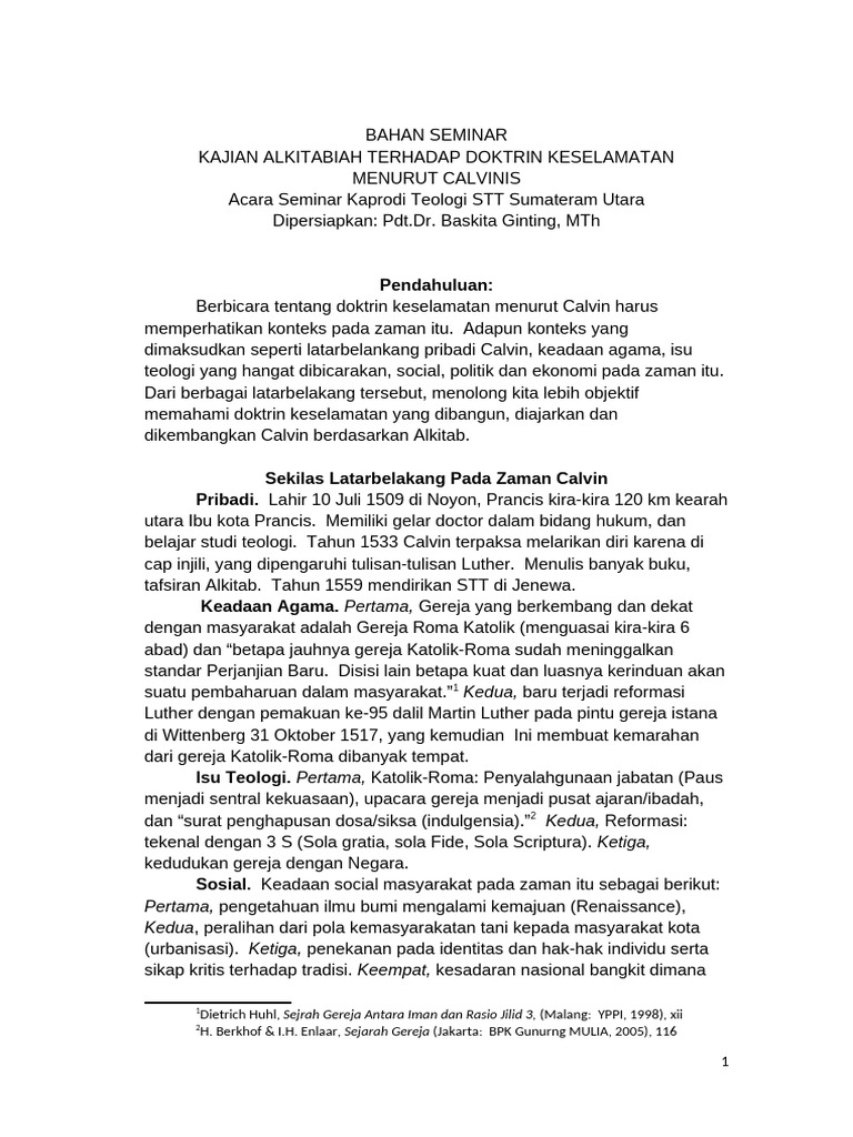 Doktrin Keselamatan dalam Calvinisme | PDF