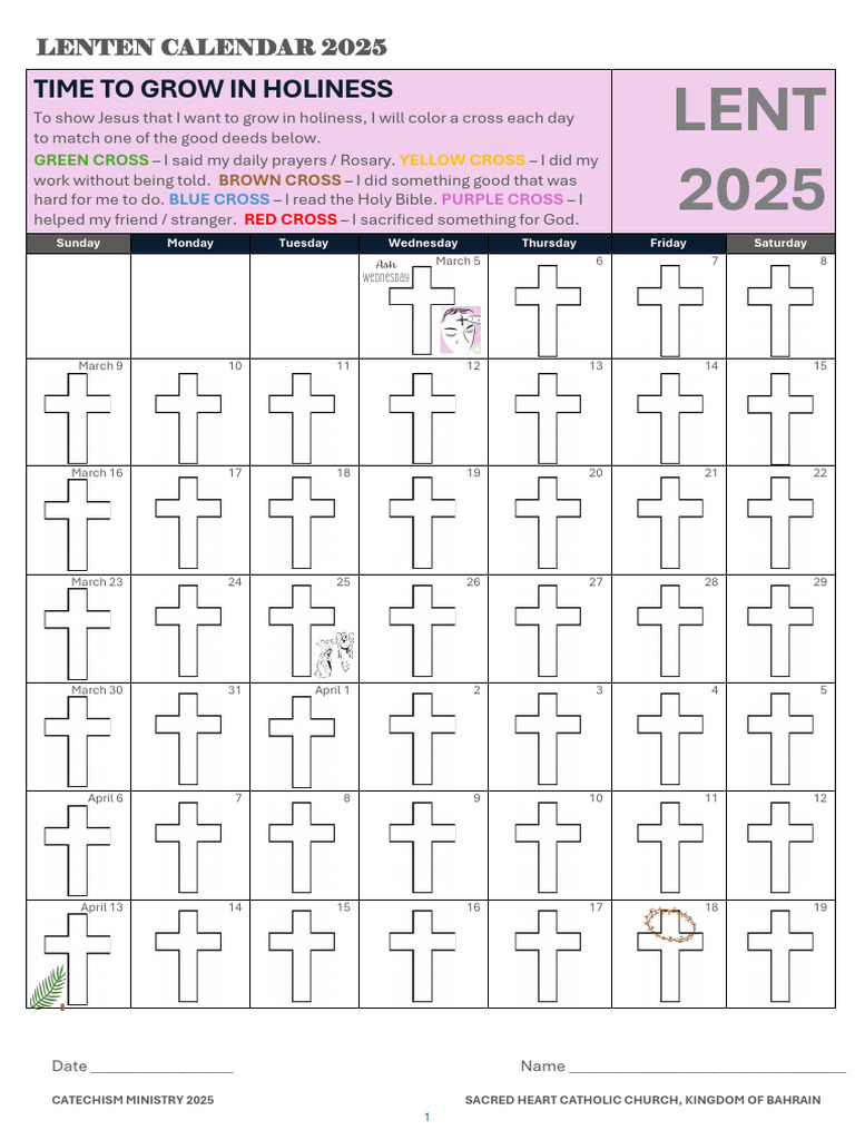 Lenten Calendar 2025 for Growth in Holiness | PDF