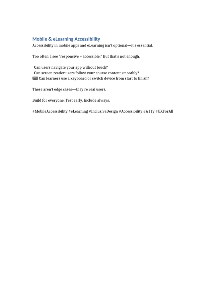 Mobile & ELearning Accessibility | PDF