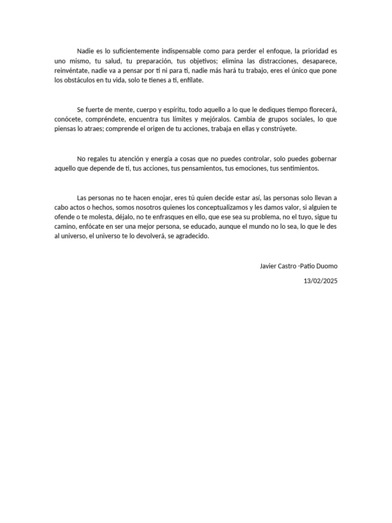 Nadie Es Lo Suficientemente Indispensable Como para Perder El Enfoque | PDF