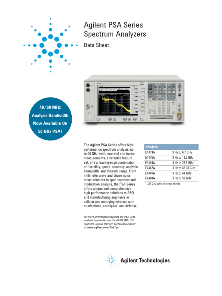 Agilent Spectrum-Analyzers TES-E4440A Datasheet | PDF | Decibel | Hertz