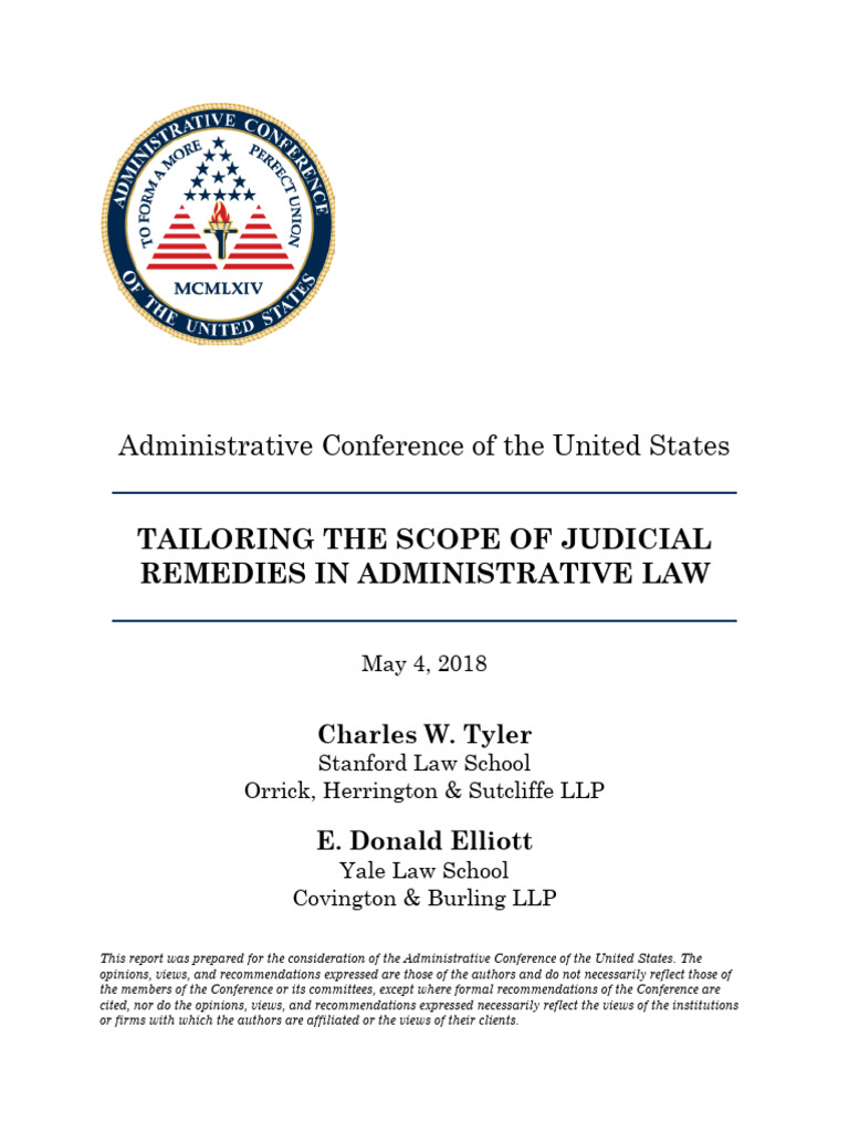 Tailoring The Scope of Judicial Remedies in Administrative Law Final Report | PDF ...