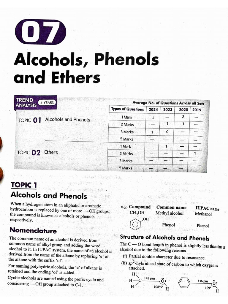 Alchols, Phenols and Ether Pyq Questions | PDF