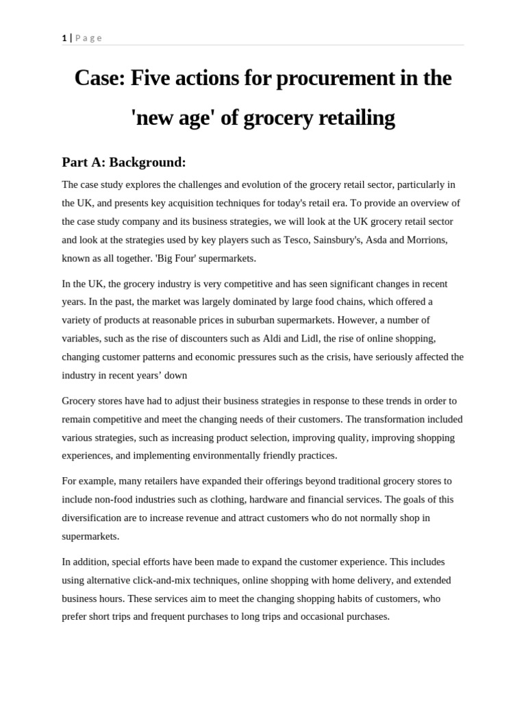 Supply Chain Management Case Study | PDF | Supply Chain | Supermarket