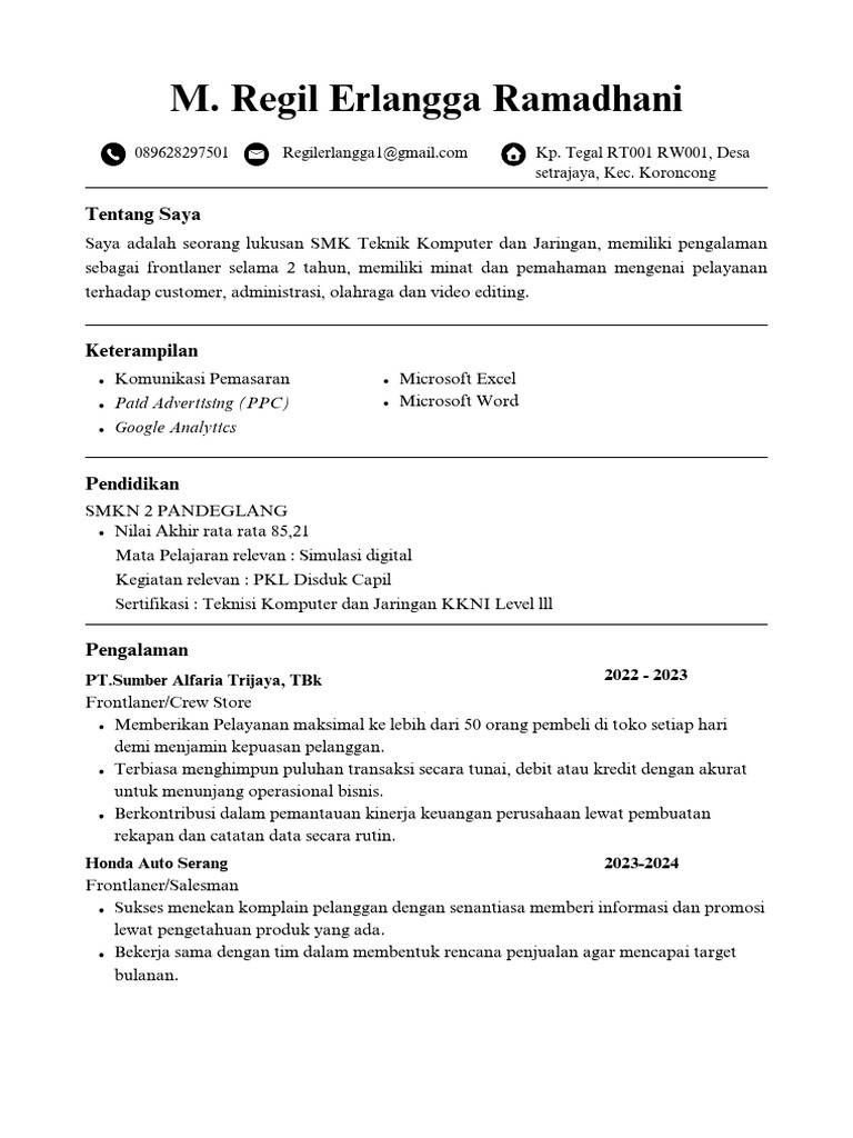 CV Baru Terbaruuu.pdf | PDF