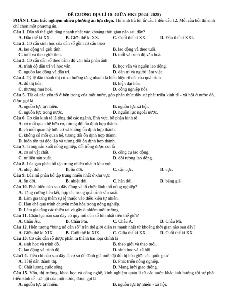 10- Đề Cương Giữa Hk2- Hs (2) | PDF