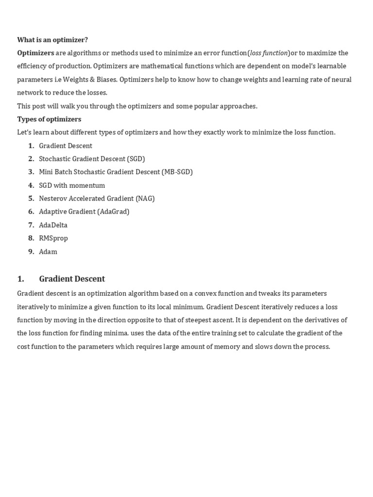 Optimizers and Activation Functions in Deep Learning | PDF ...