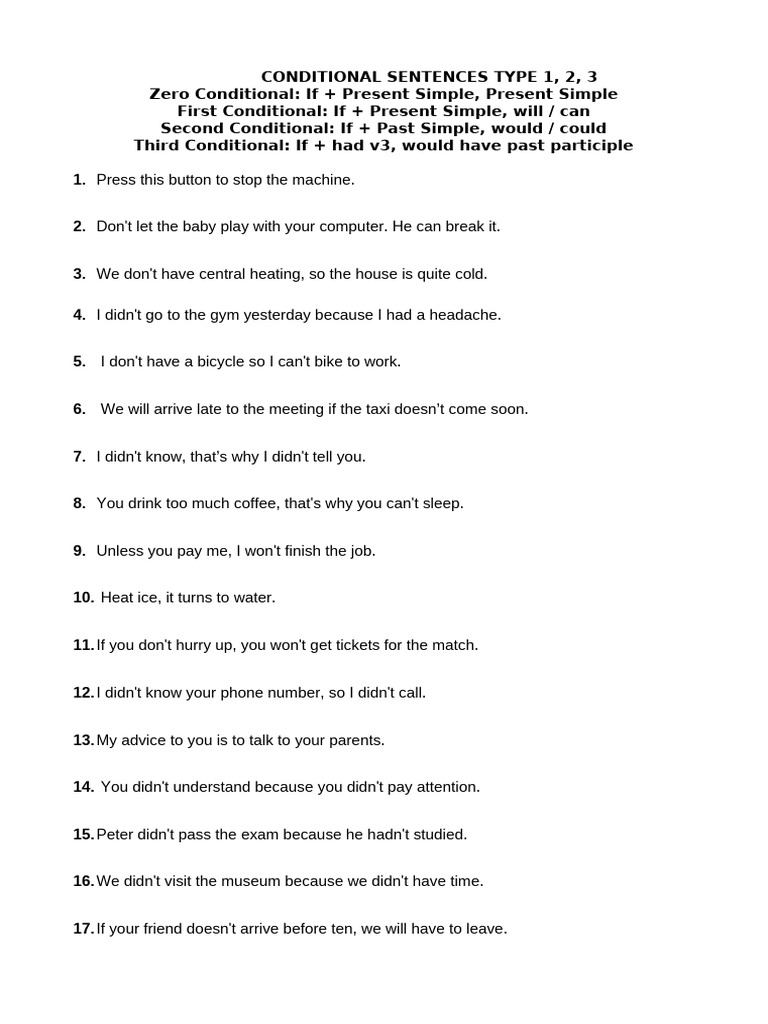 Conditional Sentence Transformations | PDF