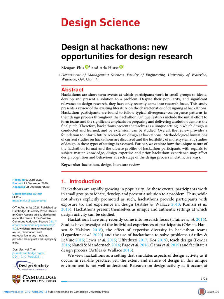 Design at Hackathons New Opportunities For Design Research | PDF ...