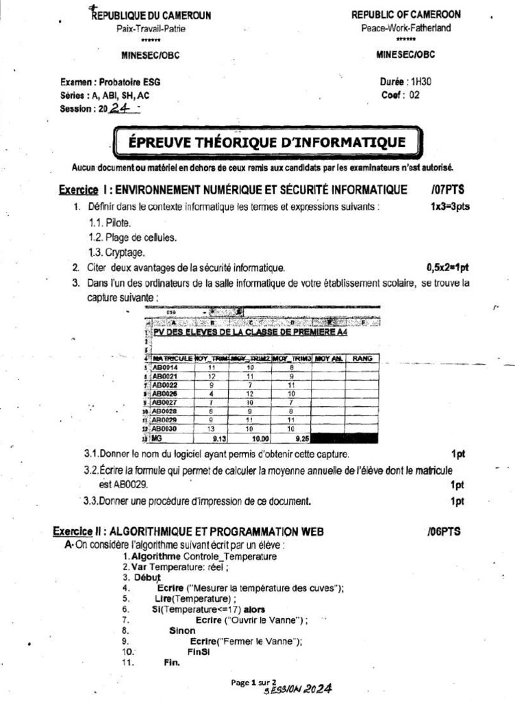 Probatoire A 2024 | PDF