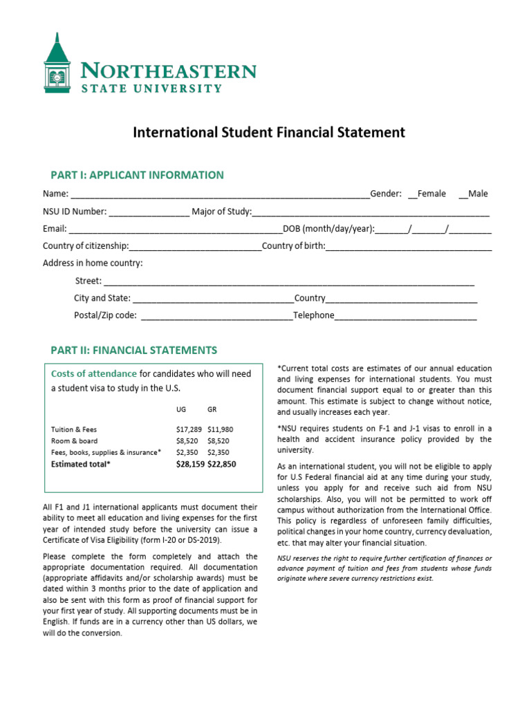 international-student-financial-statement-2024-2025 | PDF | Banks ...