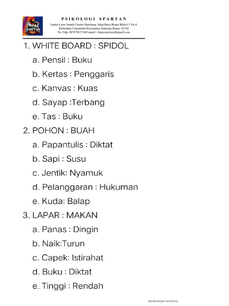 Soal PSI Analogi-1 | PDF