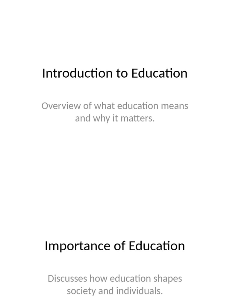 Introduction To Education | PDF
