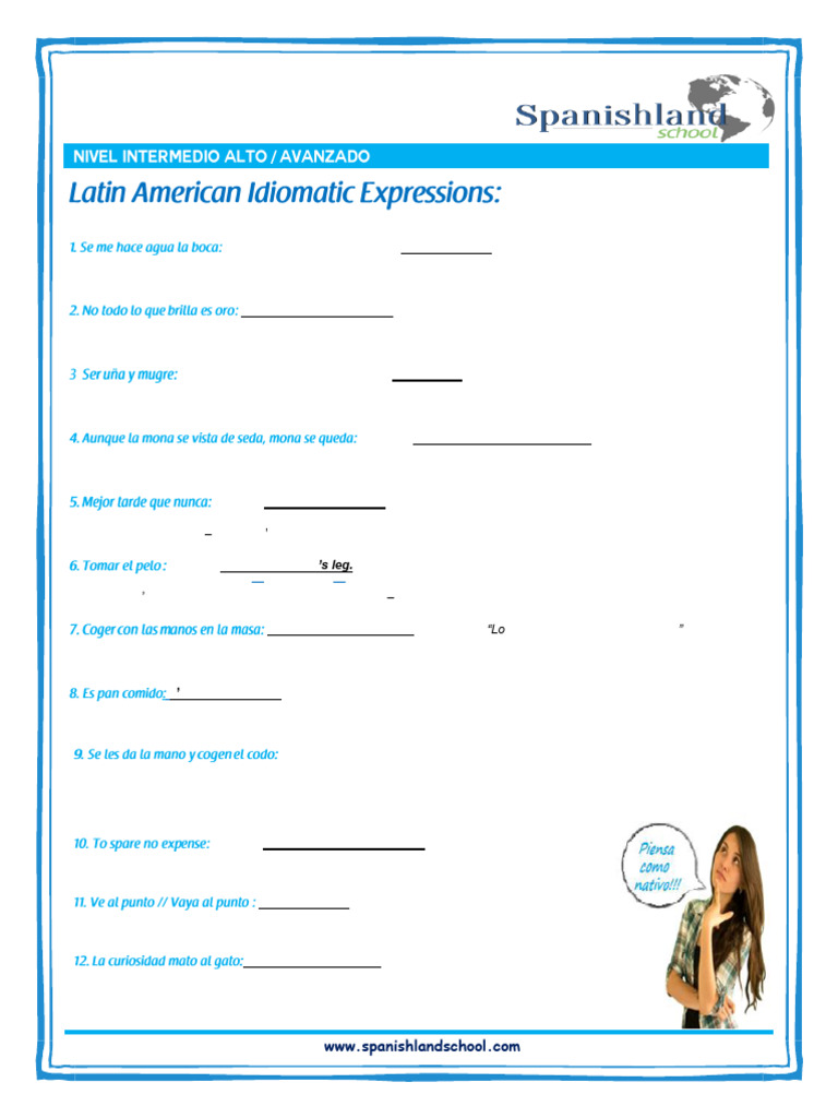Idiomatic Expressions From LatinAmerica Cheat Sheet | PDF