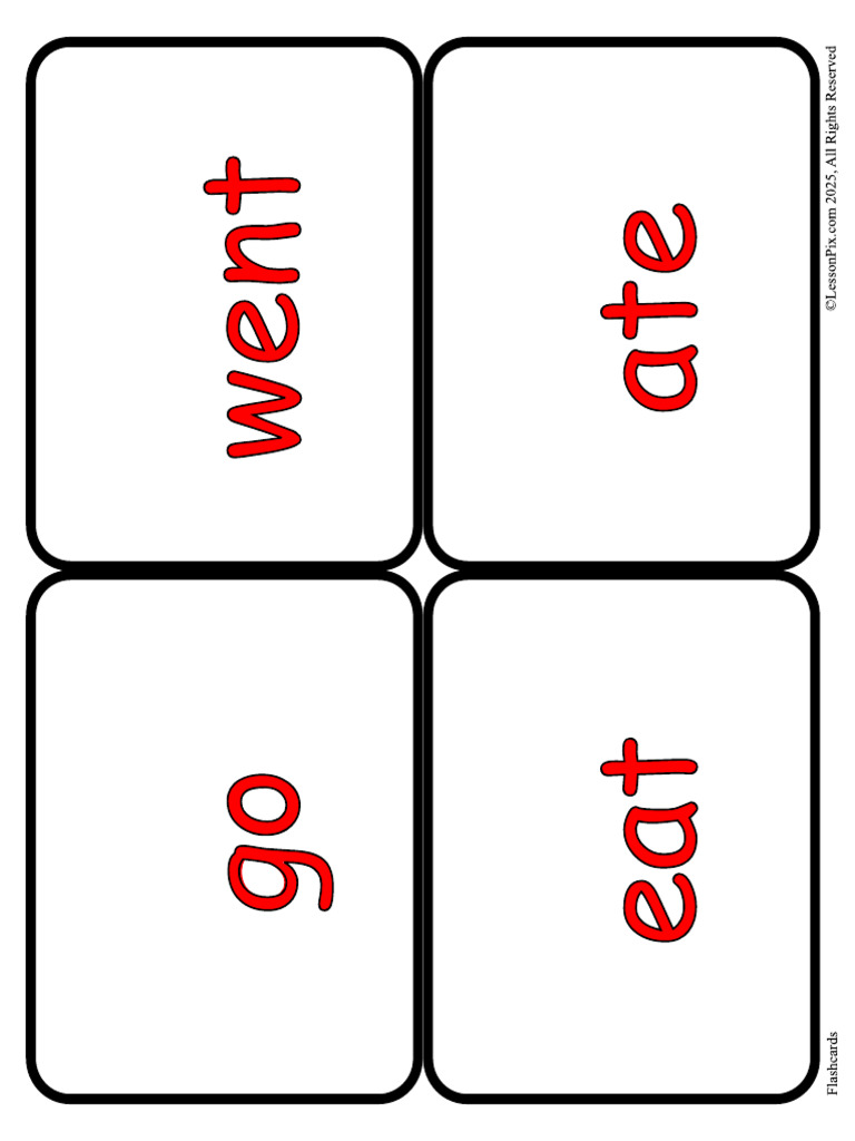 Irregular Past Tense Verb Flashcards | PDF