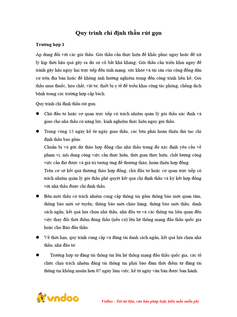 Quy Trinh Chi Dinh Thau Rut Gon | PDF