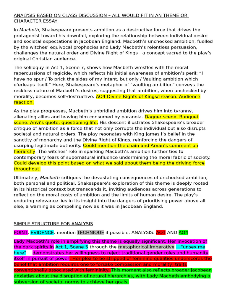 Analysis Macbeth Ambition 1 | PDF | Macbeth
