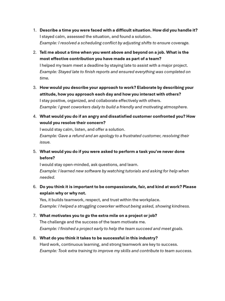 Describe A Time You Were Faced With A Difficult Situation | PDF | Goal ...