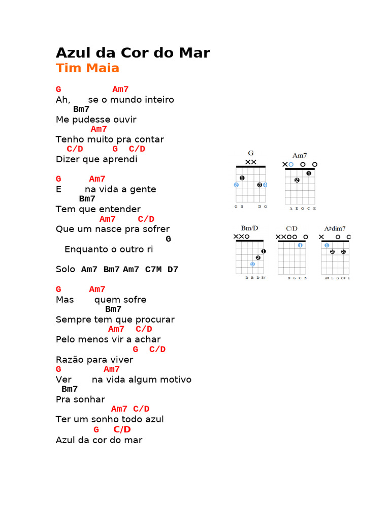 Azul Da Cor Do Mar - G Fácil | PDF