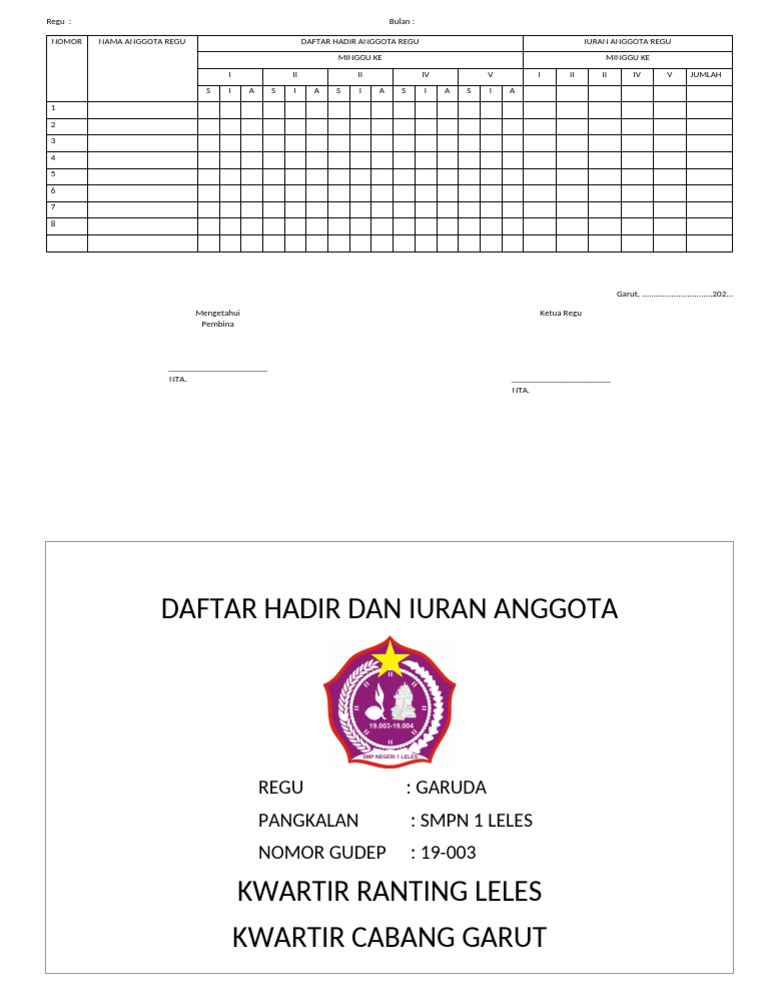 Daftar Hadir Regu | PDF