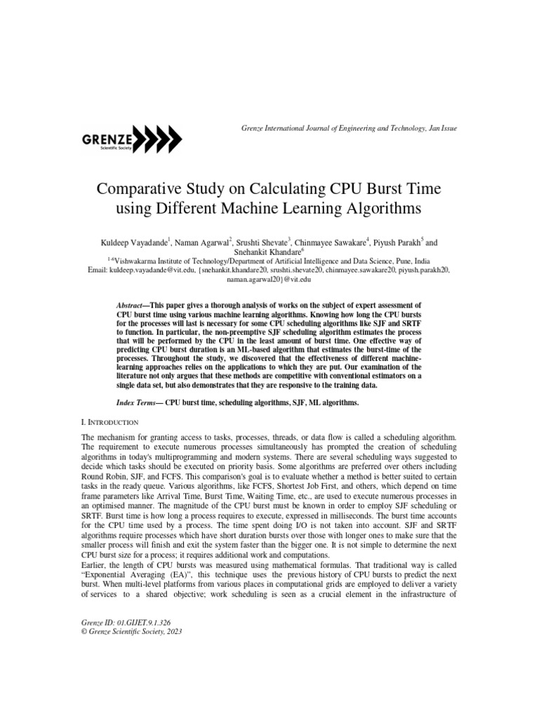 Comparative_Study_on_Calculating_CPU_Bur | PDF | Machine Learning | Scheduling (Computing)