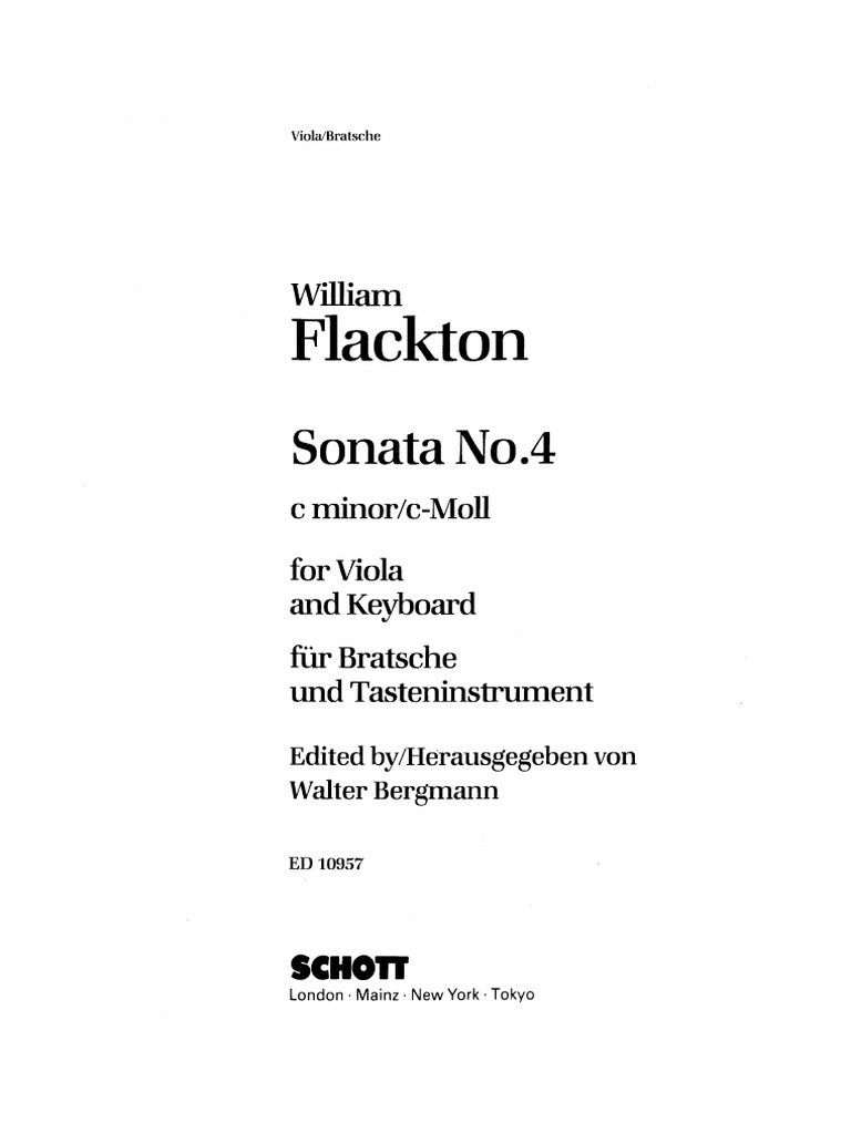 Flackton. Sonata N - .4 in C Minor For Viola & Keyboard. Viola Part. | PDF