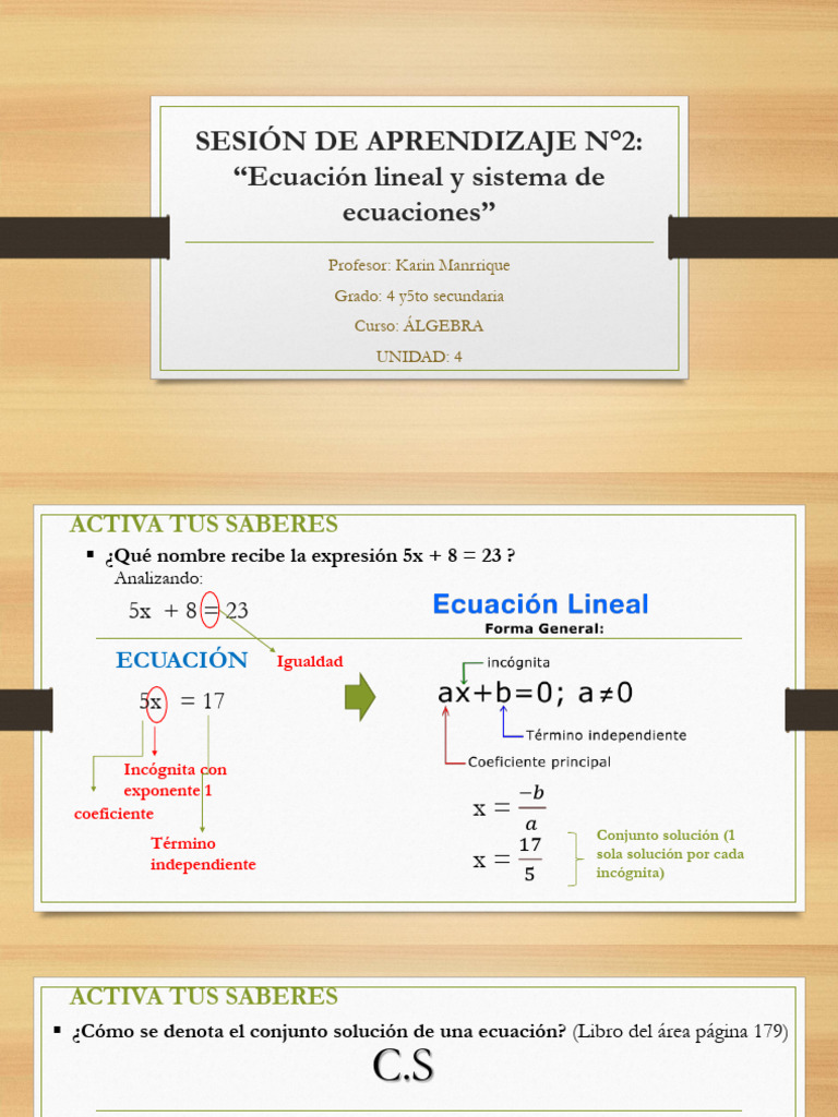 Sesión - de - Aprendizajes - N°3 - Sistema de Ecuaciones4 | PDF ...