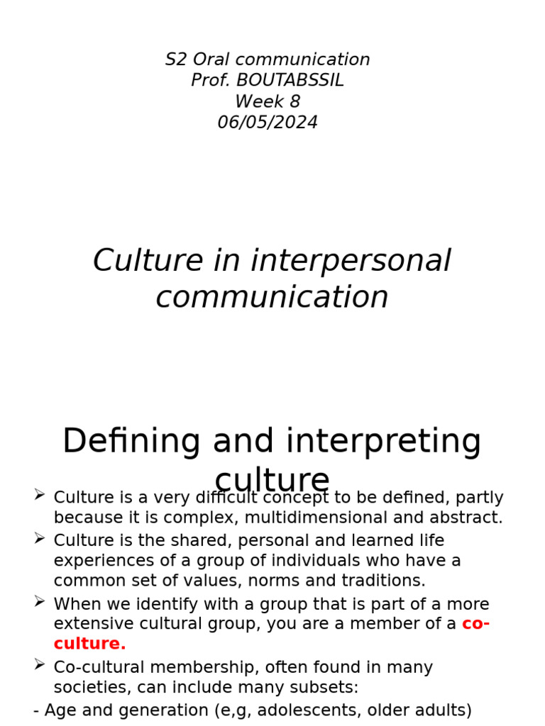 Culture in Interpersonal Communication | PDF | Masculinity | Communication