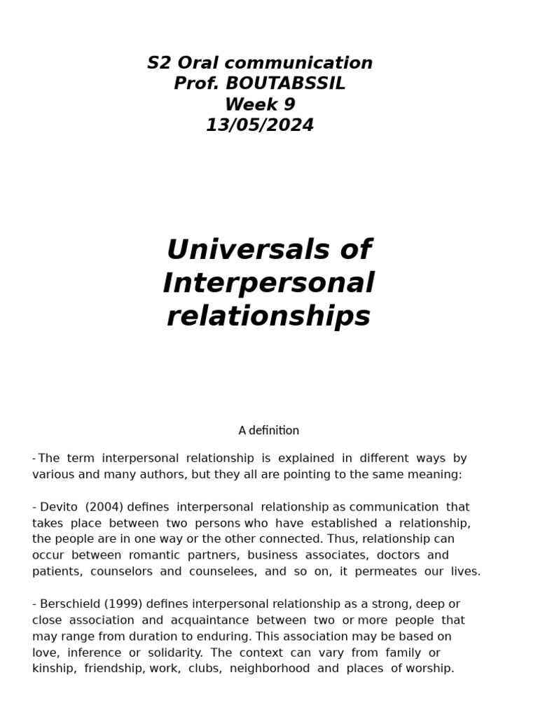 Understanding Interpersonal Relationships | PDF | Interpersonal ...