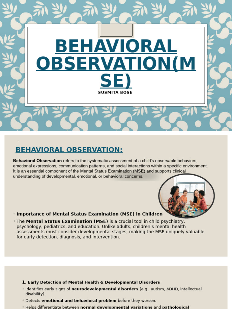 Behavioral Observation (Mse) | PDF | Mental Disorder | Behavioural Sciences