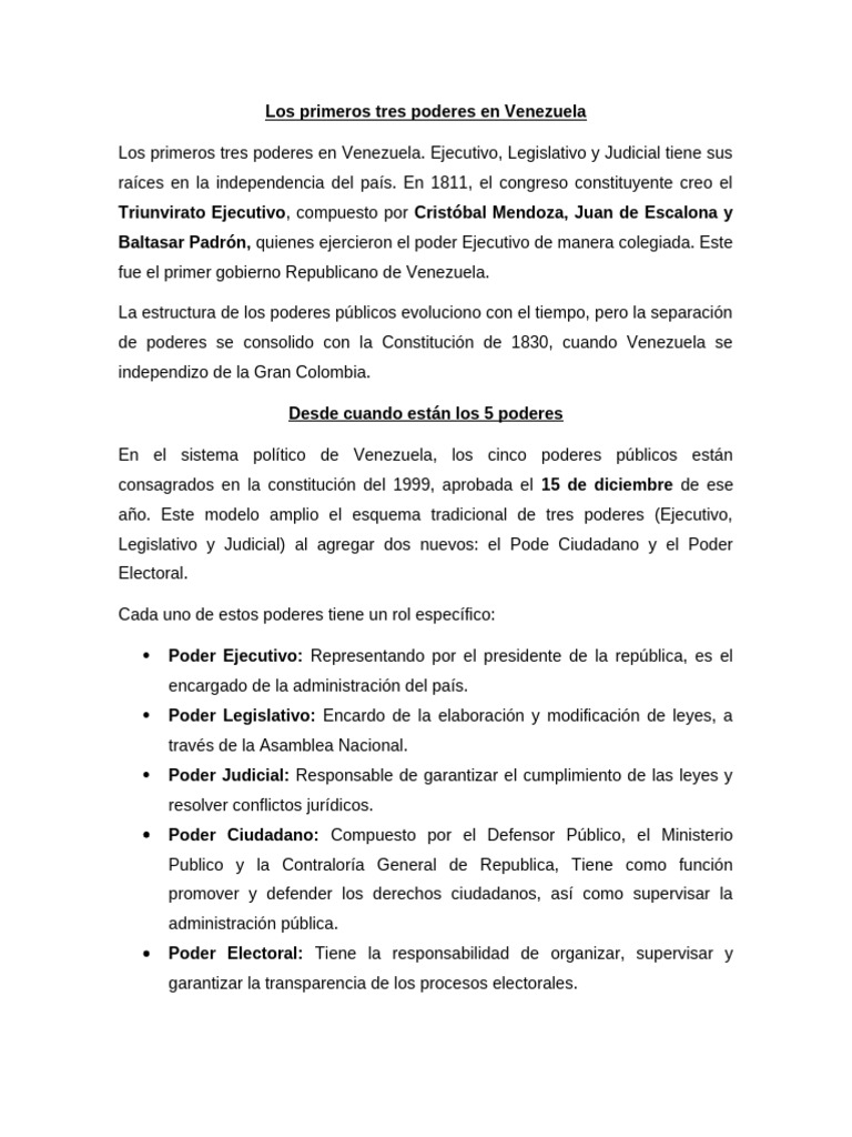 Los 5 Poderes de Venezuela | PDF
