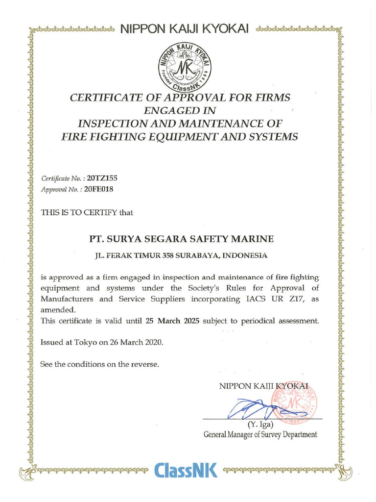 Firefighting Certificate | PDF
