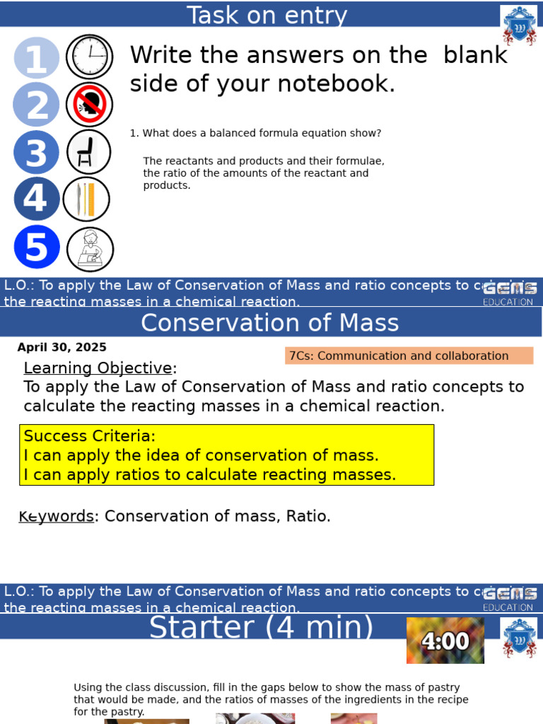 6 - Conservation of Mass | PDF | Chemical Reactions | Mass