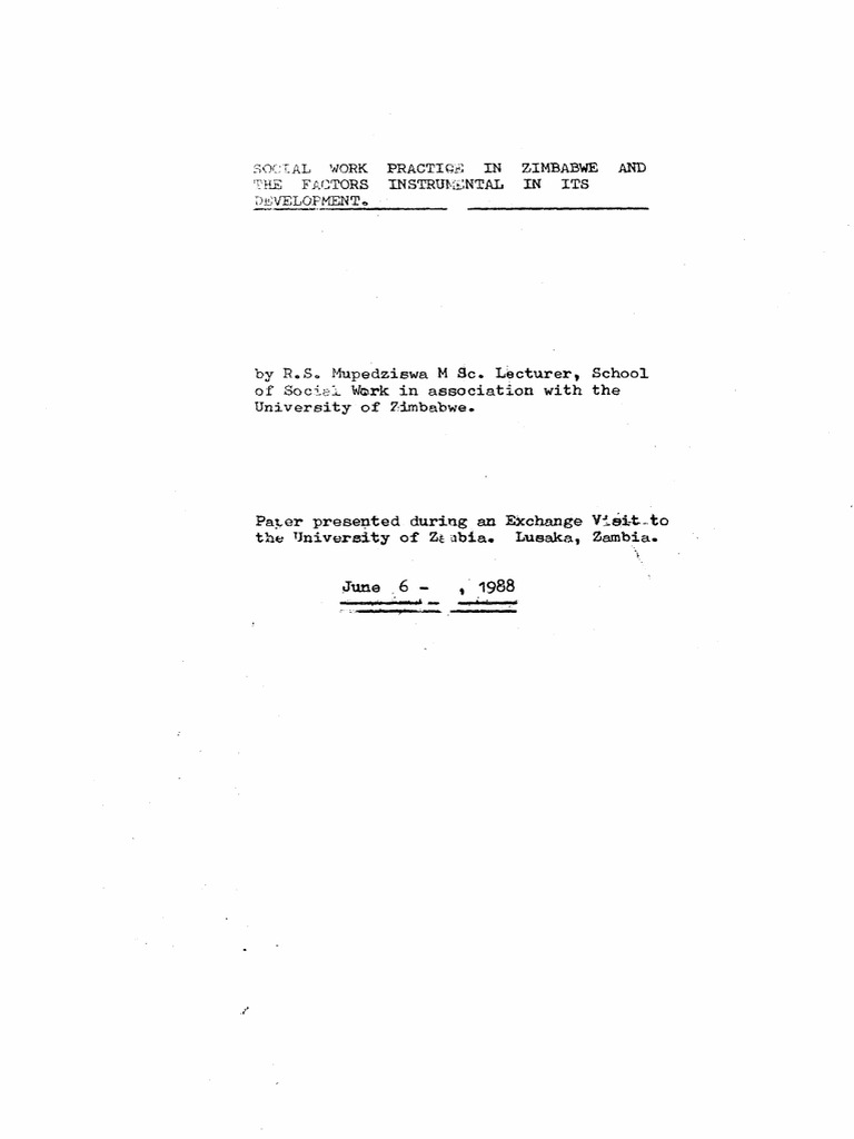 Social Work Development in Zimbabwe | PDF | Social Work | Zimbabwe