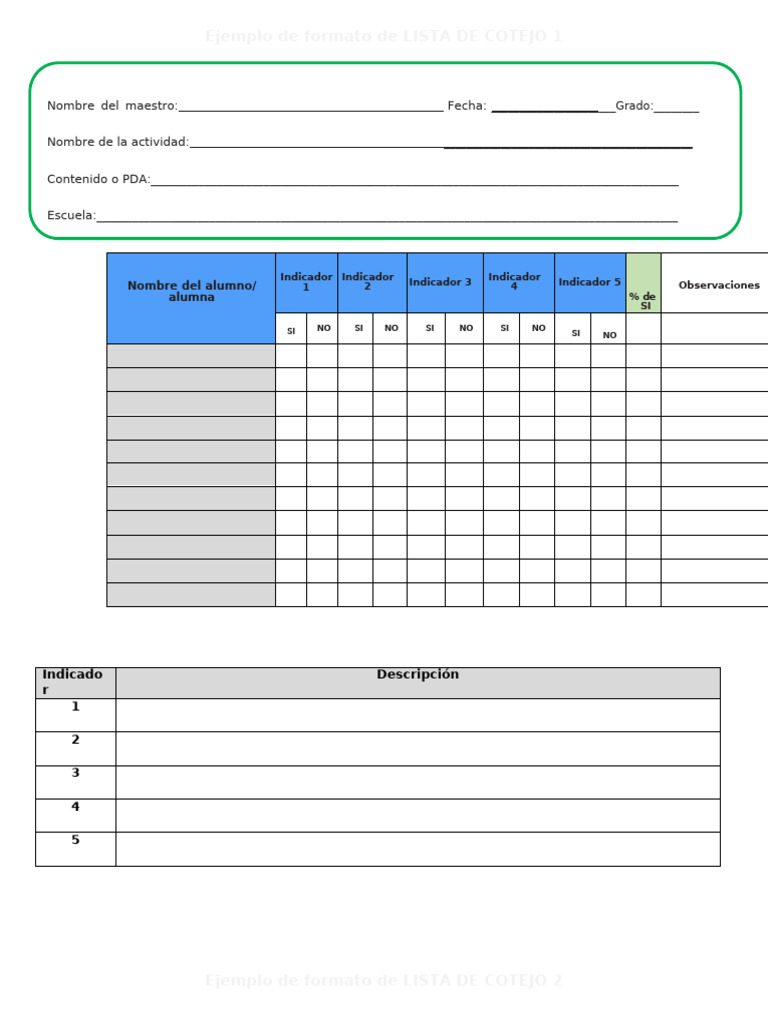 Materiales de Lista de Cotejo, Escala, Rubrica, Taxonomia. | PDF ...