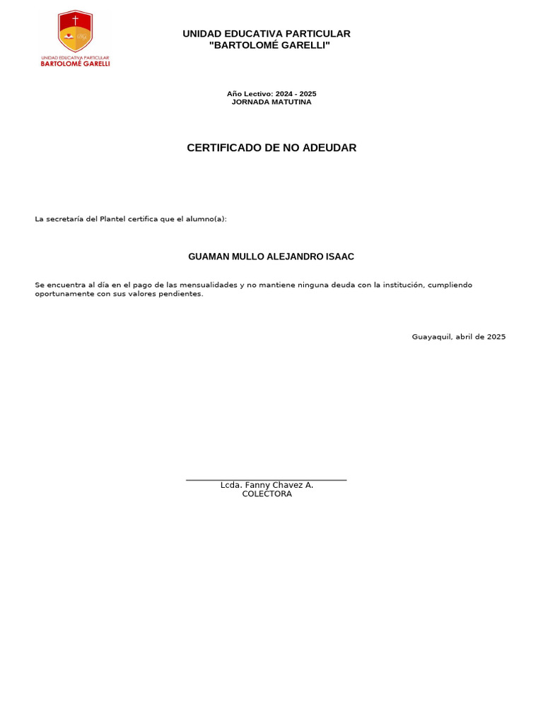 Certificados de No Adeudar 2024-2025 | PDF