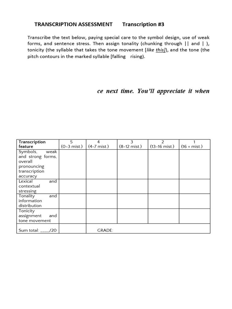 Transcription Assignment 3 | PDF