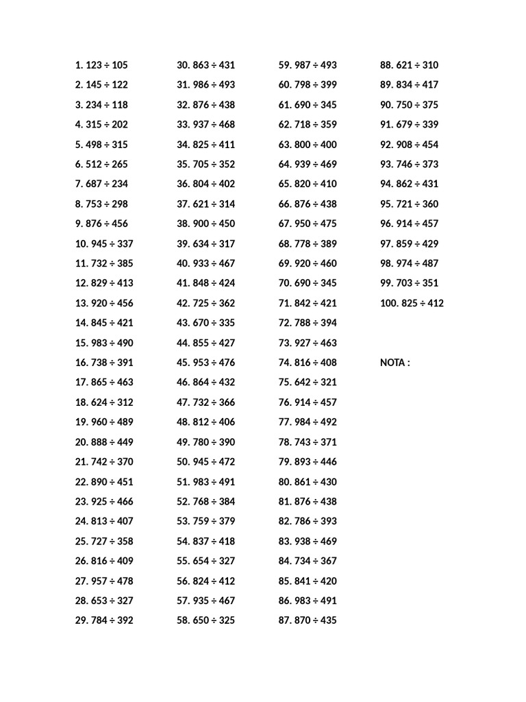 Division de 3 Digitos Con 3 Digitos (Inexacta) | PDF